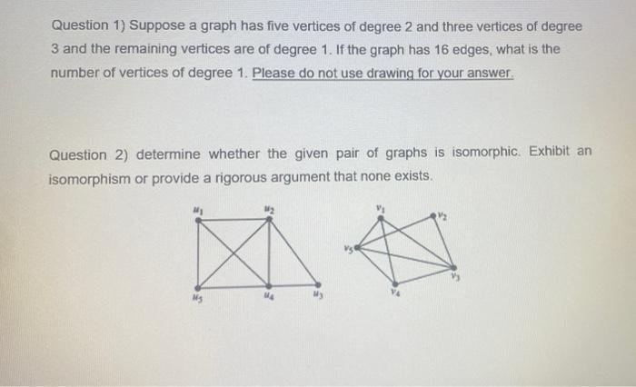 Solved Question 1) Suppose a graph has five vertices of | Chegg.com