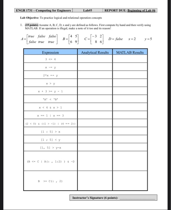 Solved Engr 1731 Computing For Engineers Report Due 