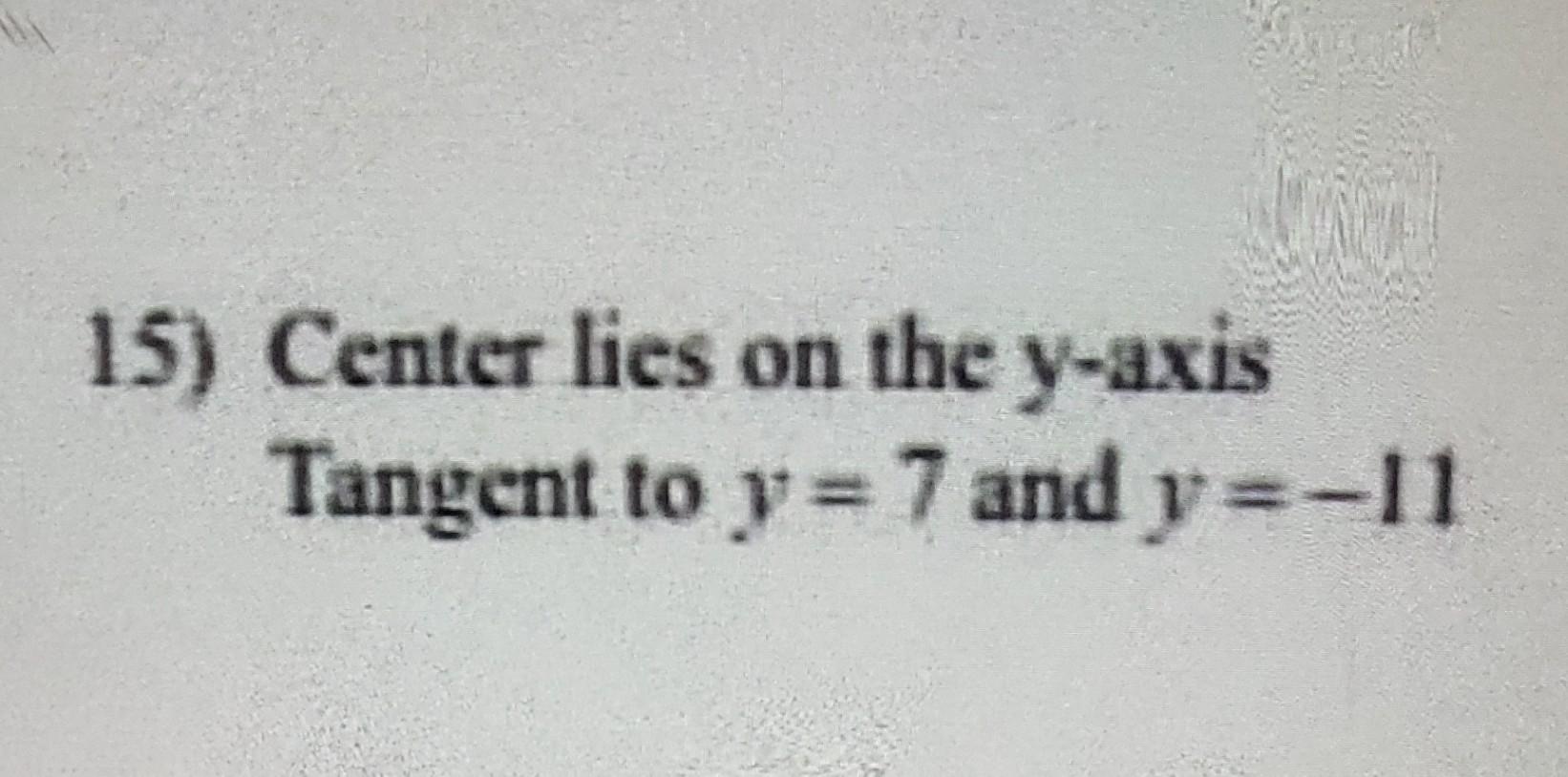 15) Center lies on the y-axis Tangent to y=7 and | Chegg.com