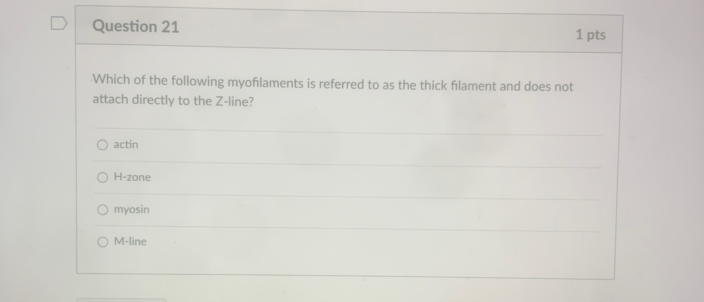 Solved Question 211 ﻿ptsWhich of the following myofilaments | Chegg.com