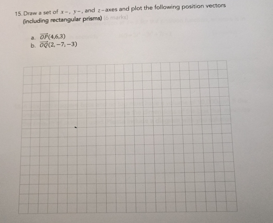 Solved Draw a set of x-,y-, ﻿and z-axes and plot the | Chegg.com