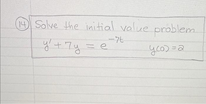 Solved Solve the initial value problem y′+7y=e−7ty(0)=2Solve | Chegg.com