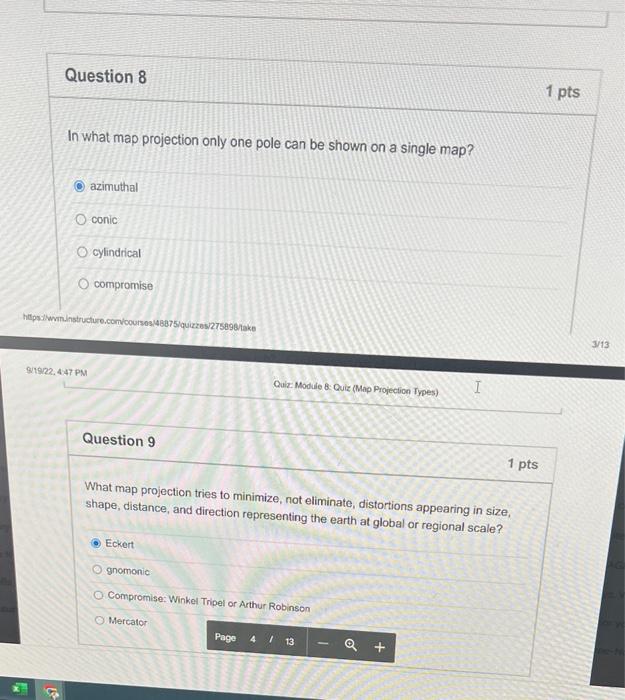 Solved What map projection gives a true direction for | Chegg.com