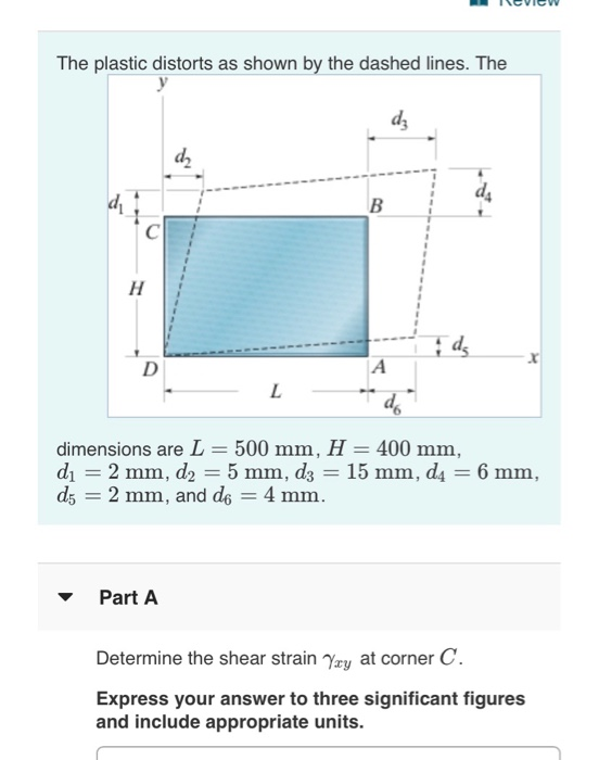 Solved The plastic distorts as shown by the dashed lines. | Chegg.com