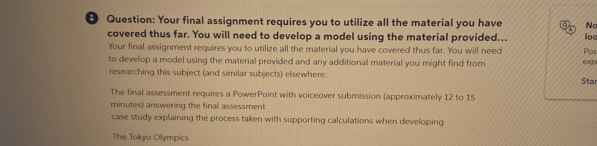 Solved 8 ﻿Question: Your final assignment requires you to | Chegg.com