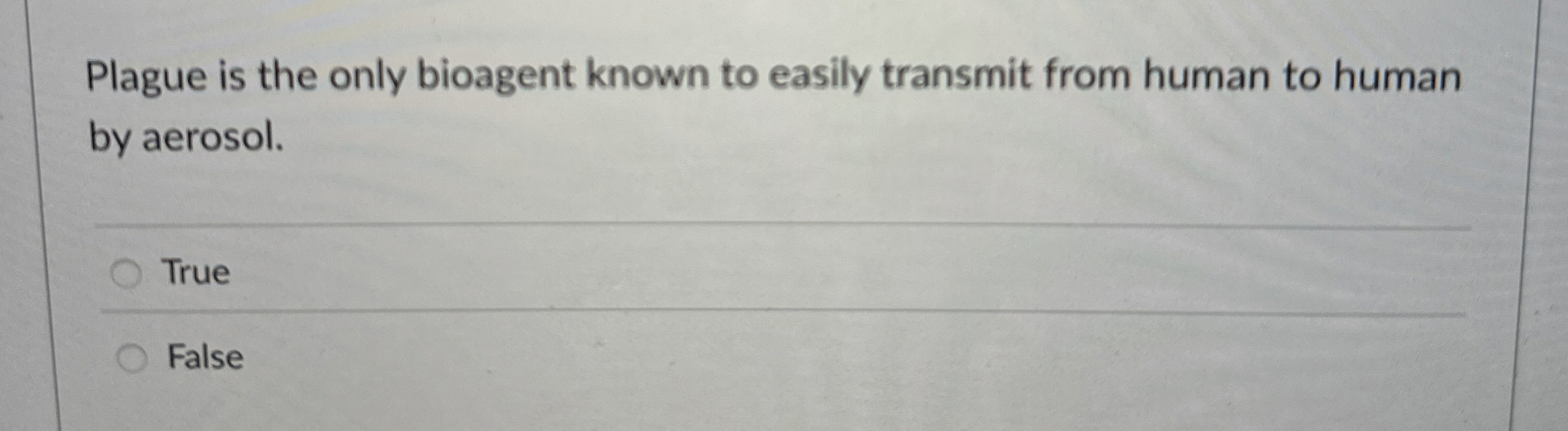 Solved Plague is the only bioagent known to easily transmit | Chegg.com
