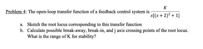 Solved Problem 4: The open-loop transfer function of a | Chegg.com