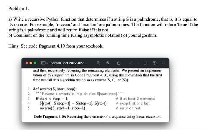 Solved Problem 1 A Write A Recursive Python Function That 6857