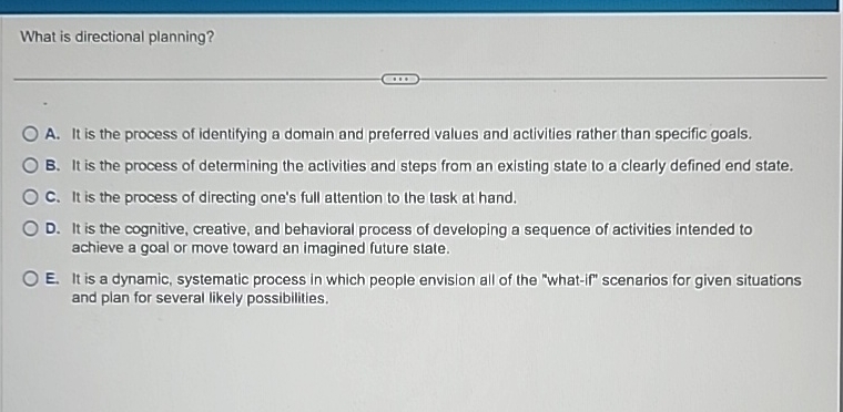 Solved What is directional planning? A. ﻿It is the process | Chegg.com