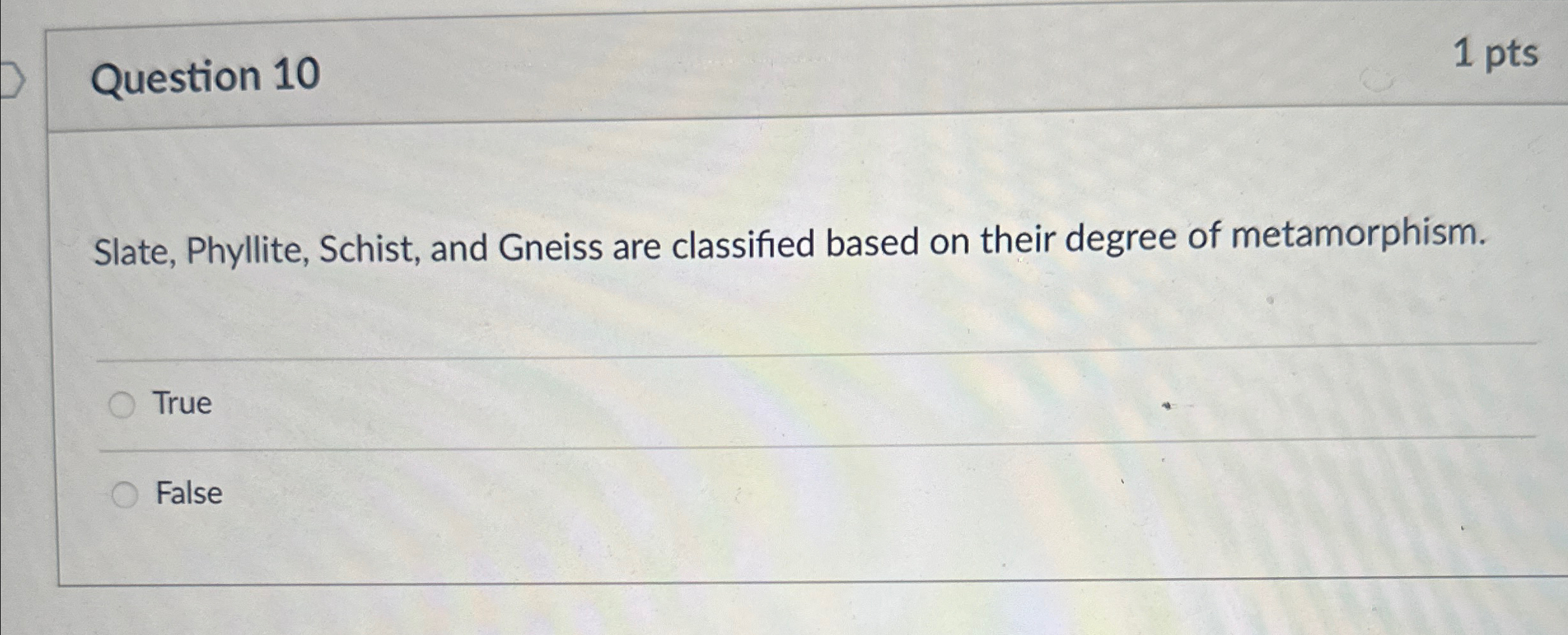 Solved Question 101ptsSlate, Phyllite, Schist, and Gneiss | Chegg.com