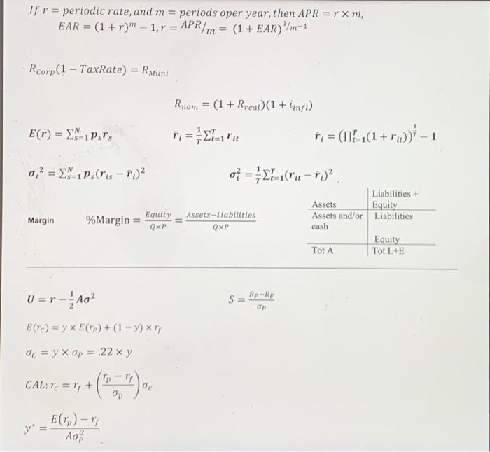 please Identify every formula and what each specific | Chegg.com