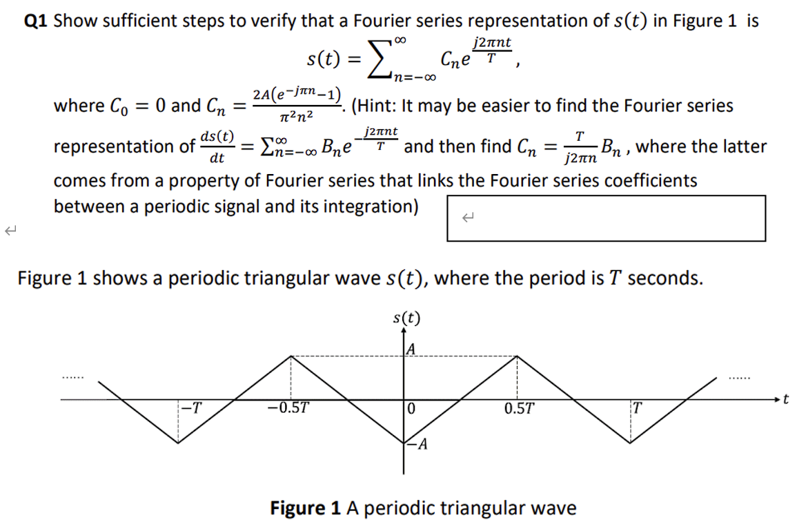 Solved Q1 ﻿Show sufficient steps to verify that a Fourier | Chegg.com