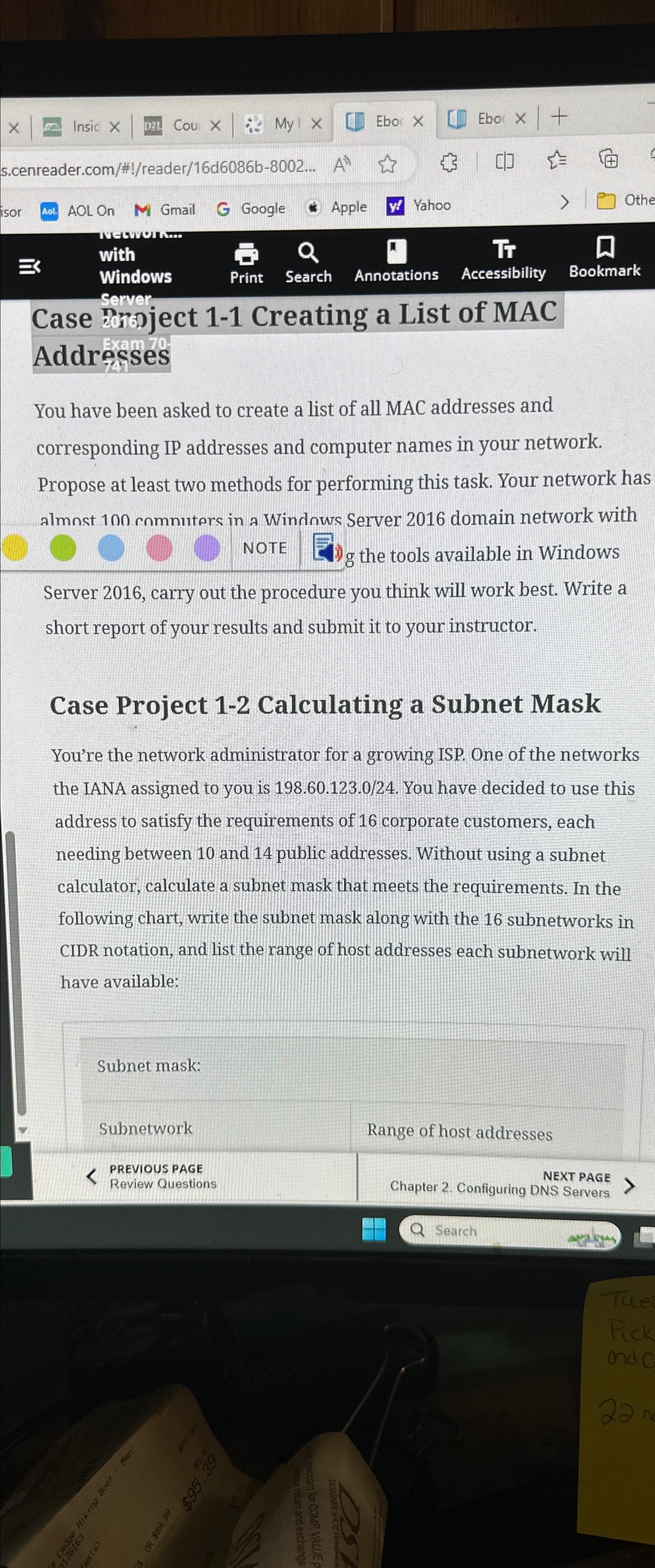 Solved Case Durnject 1-1 ﻿Creating a List of MAC AddrasesYou | Chegg.com