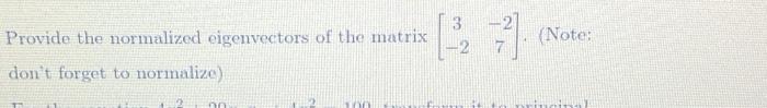 Solved Provide the normalized eigenvectors of the matrix | Chegg.com