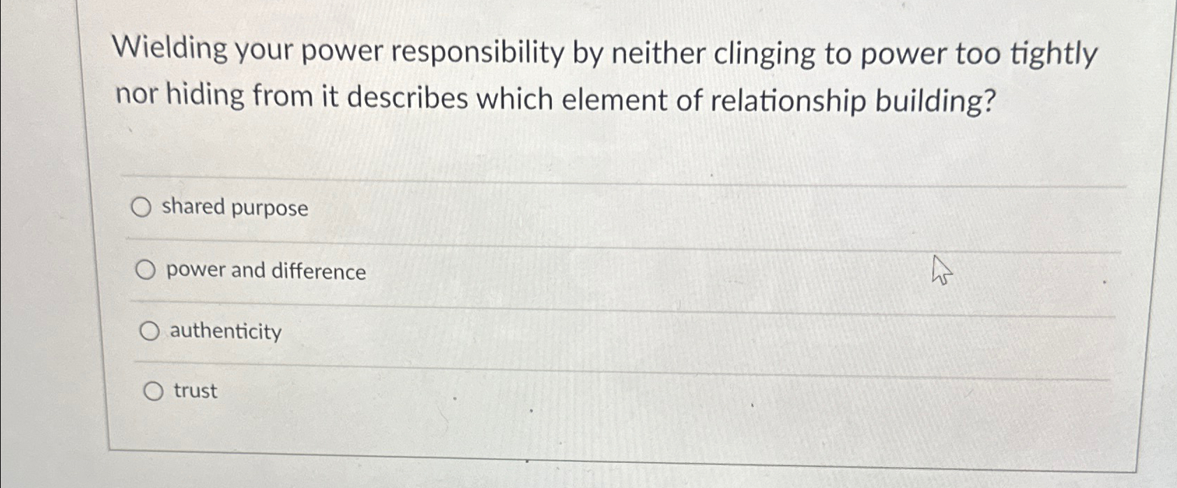 Solved Wielding your power responsibility by neither | Chegg.com
