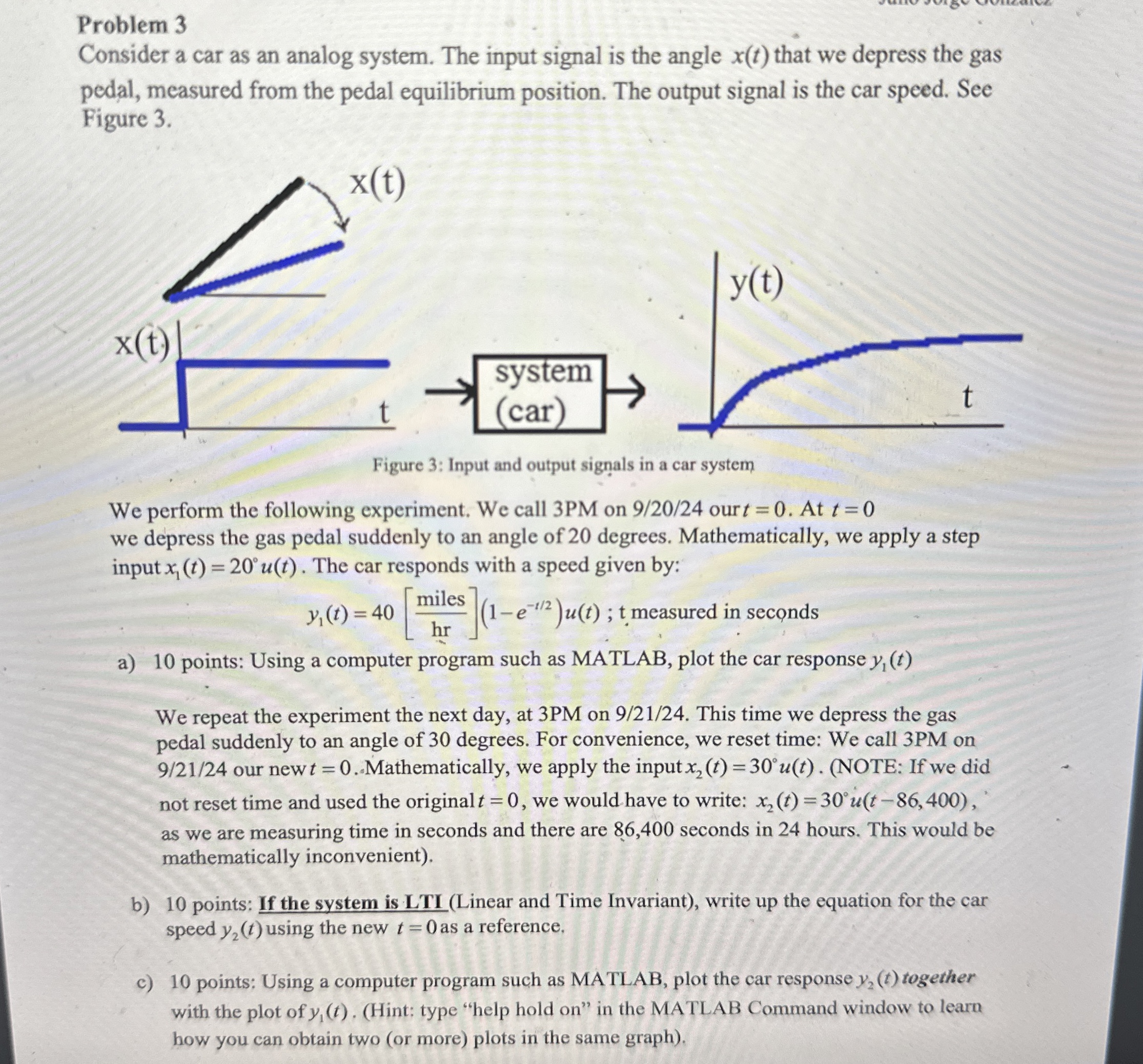Solved Problem 3Consider a car as an analog system. The | Chegg.com
