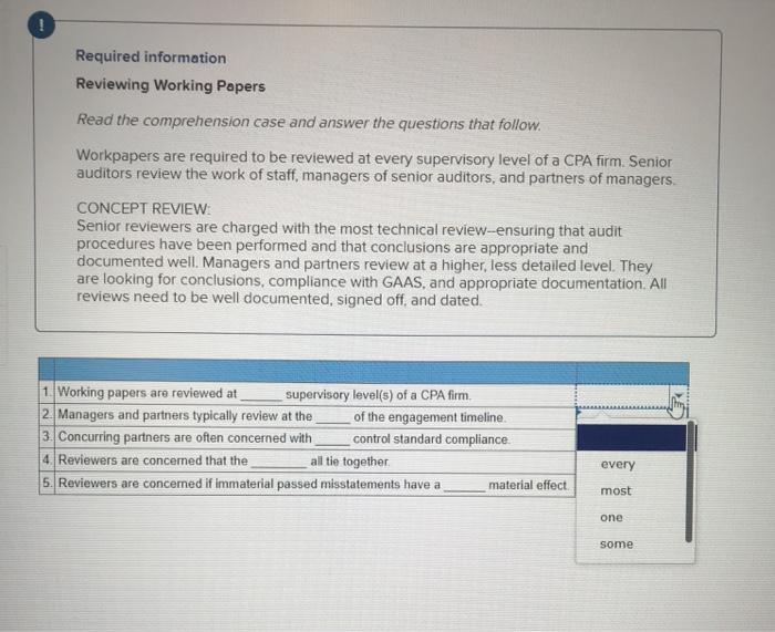Solved Required information Reviewing Working Papers Read | Chegg.com