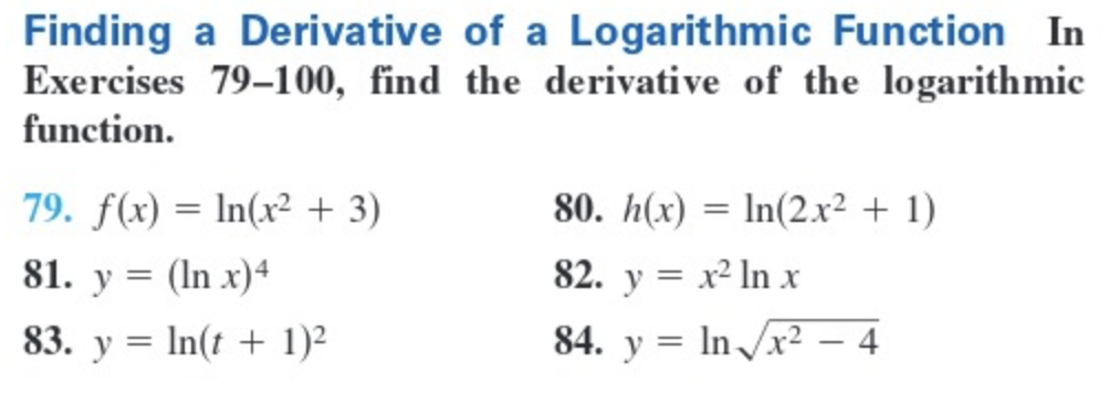 Solved Finding a Derivative of a Logarithmic Function | Chegg.com