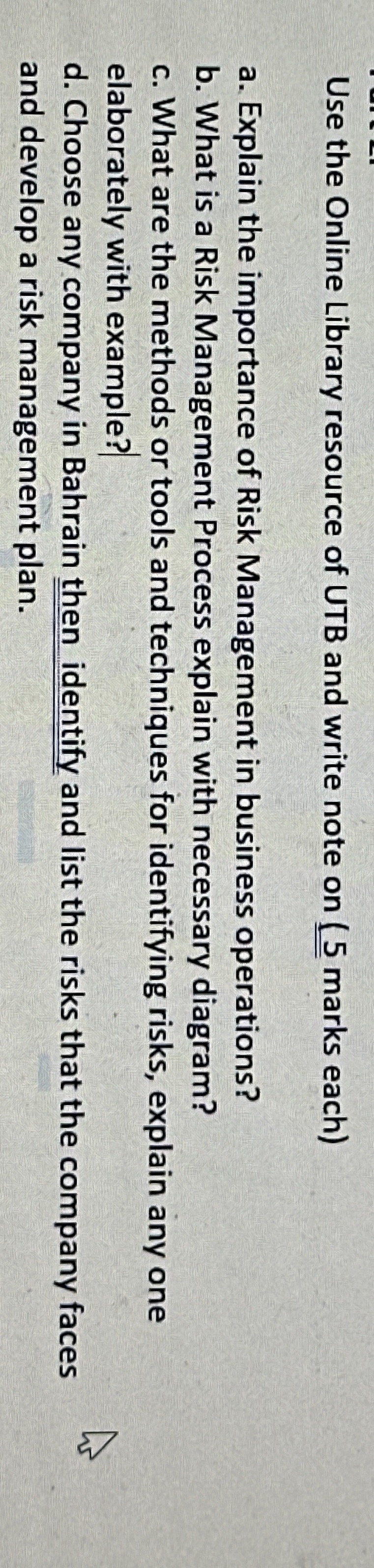 Solved Use the Online Library resource of UTB and write note | Chegg.com