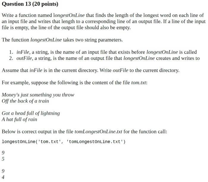 Solved Question 13 (20 points) Write a function named | Chegg.com