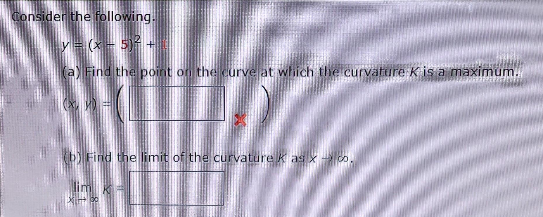 Solved Consider the following. y=(x−5)2+1 (a) Find the point | Chegg.com