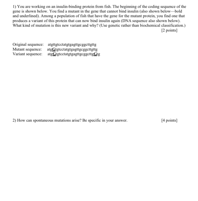 Solved 1) You are working on an insulin-binding protein from | Chegg.com