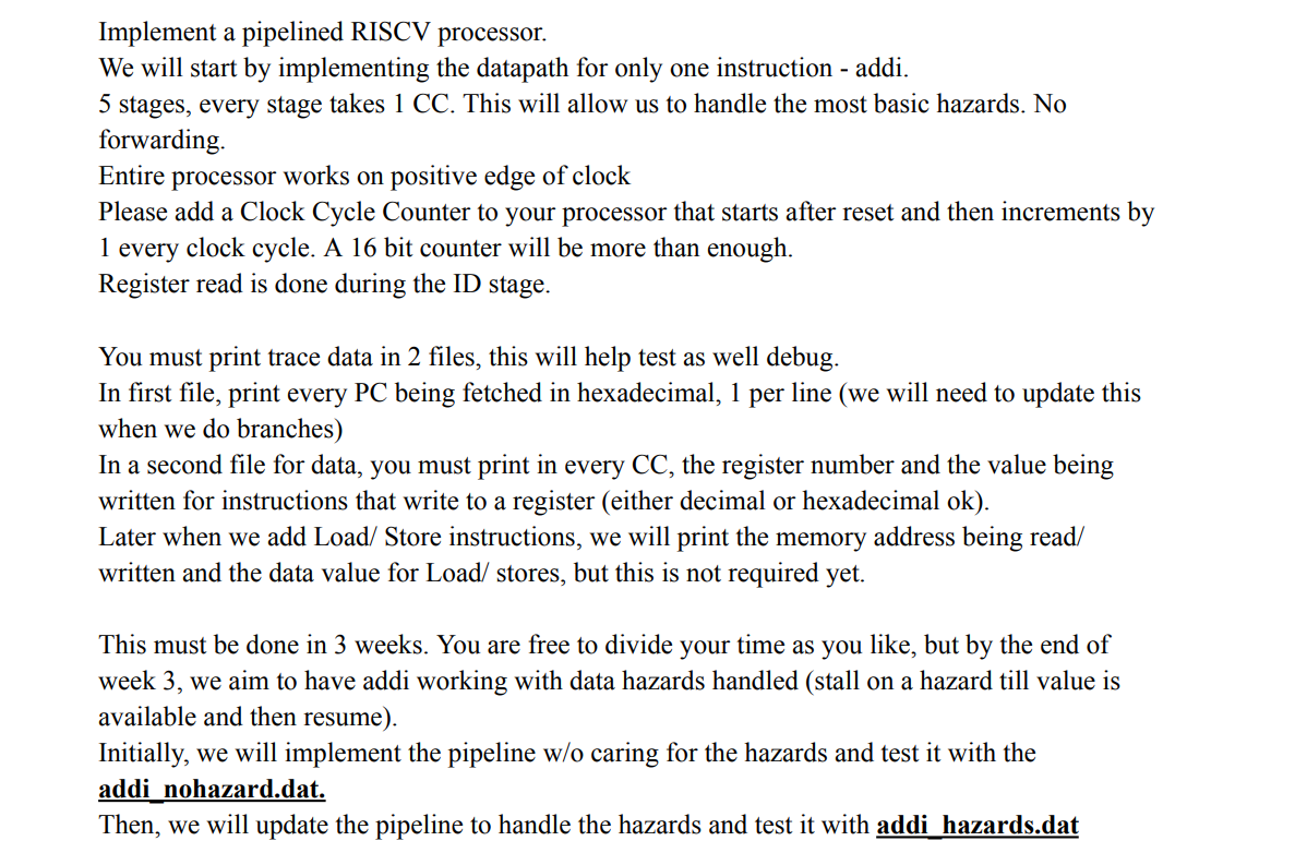 Solved Implement a pipelined RISCV processor. We will start | Chegg.com