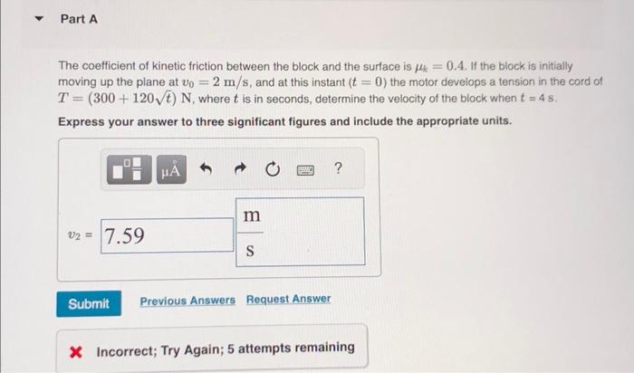 Solved A 50kg block is hoisted up the incline using the | Chegg.com