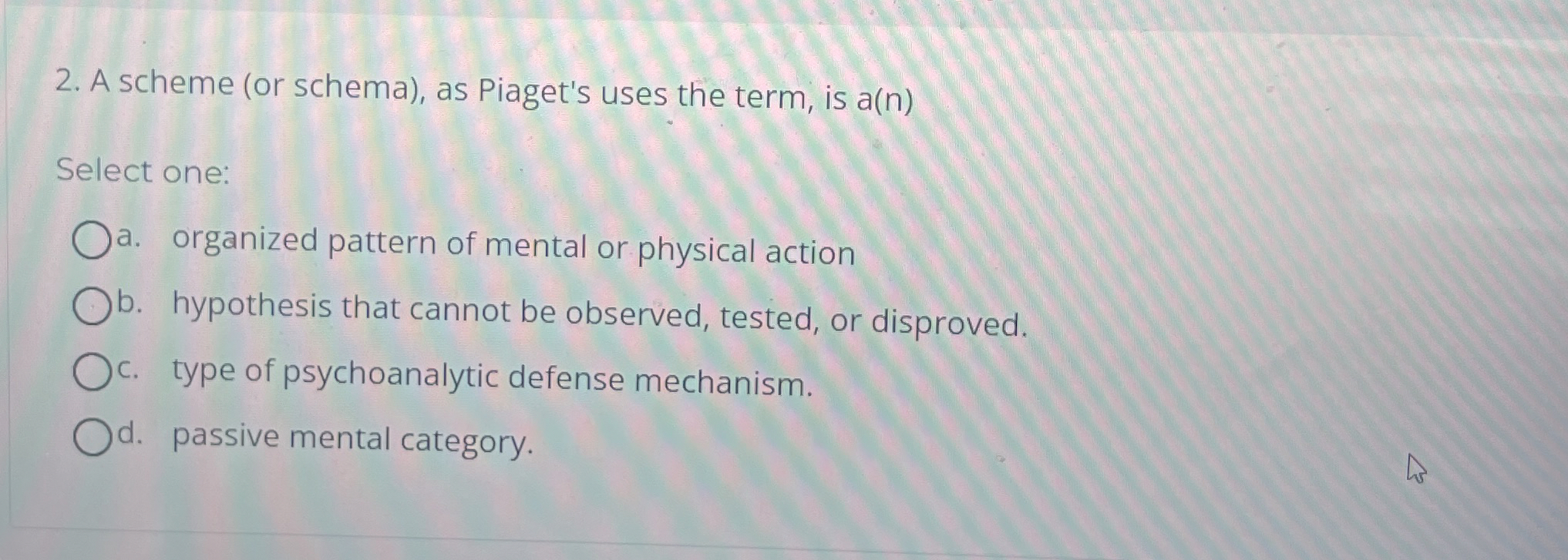 Solved A scheme (or schema), ﻿as Piaget's uses the term, is | Chegg.com