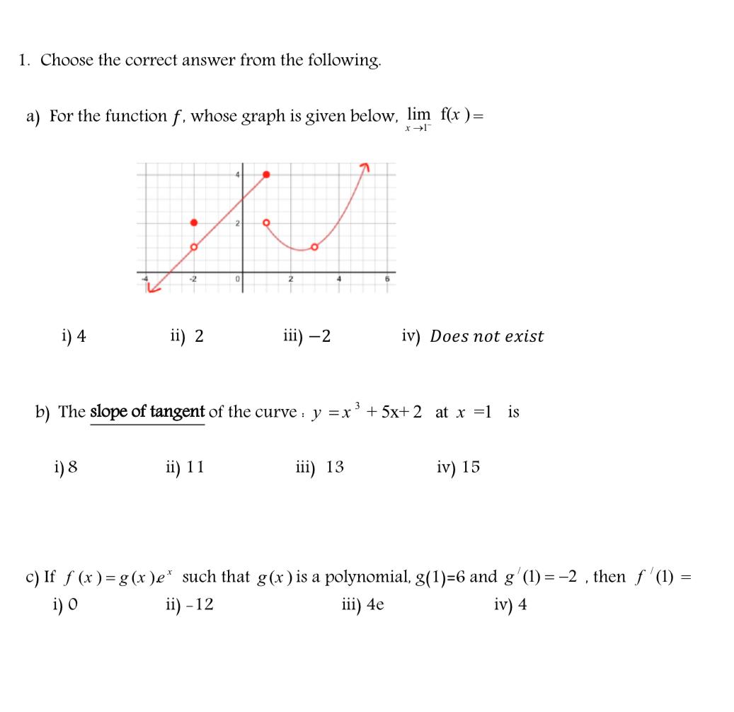 Solved Choose the correct answer from the following.a) ﻿For | Chegg.com