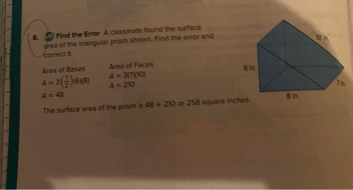 Solved 6 in 8. MP Find the Error A classmate found the | Chegg.com Solved 6 in 8. MP Find the Error A classmate found the | Chegg.com