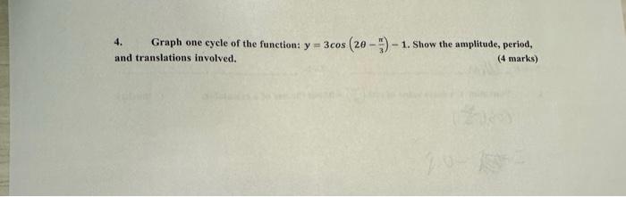Solved 4 Graph One Cycle Of The Function Y 3 Cos 2184