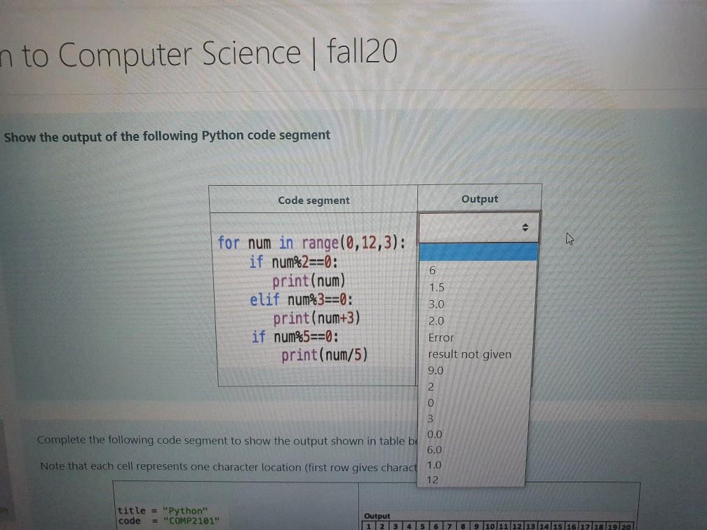 Solved n to Computer Science fall20 Show the output of the | Chegg.com