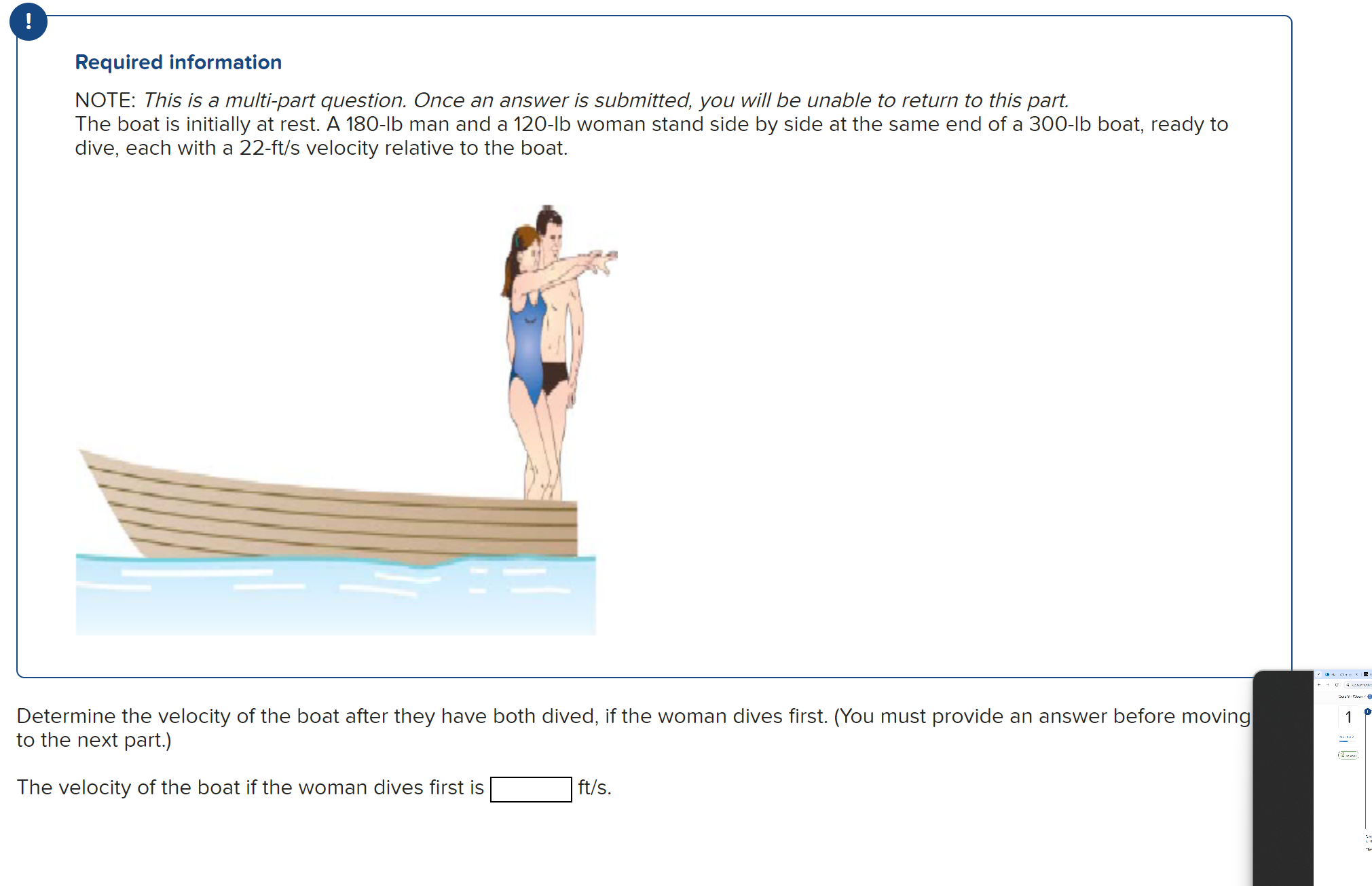 Solved Determine the velocity of the boat after they have | Chegg.com