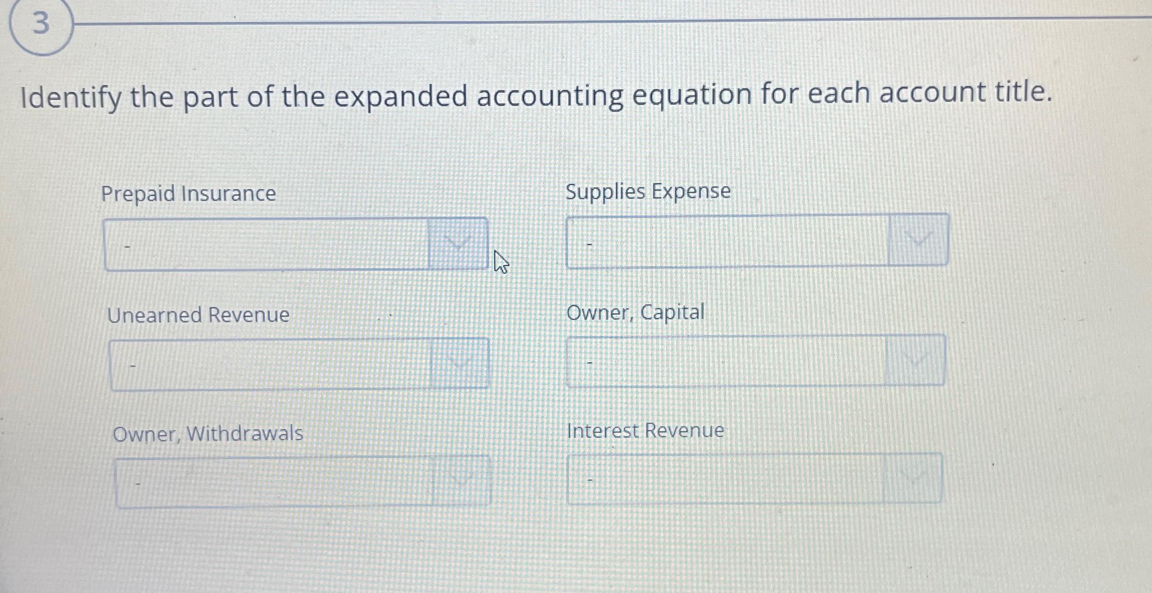 Solved 3Identify the part of the expanded accounting | Chegg.com