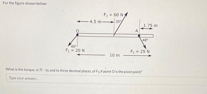 Solved For the figure shown below: What is the torque, in N | Chegg.com