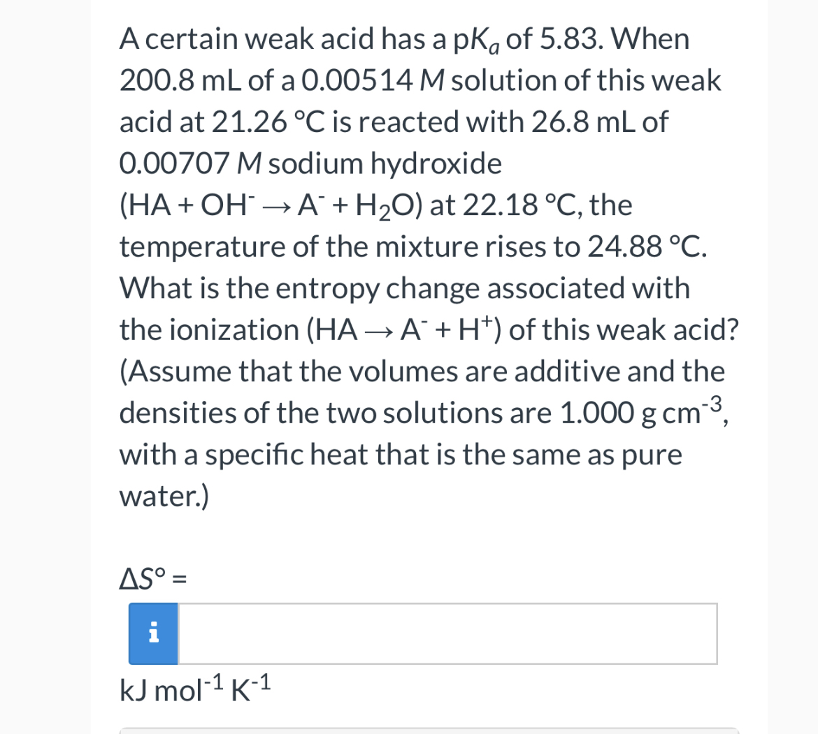 Solved A certain weak acid has a pKa ﻿of 5.83. ﻿When 200.8mL | Chegg.com