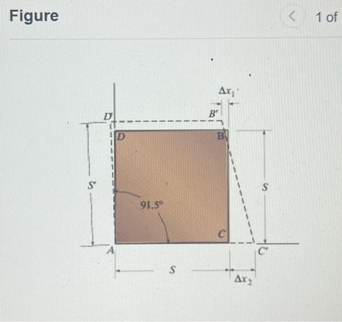 Solved 1 ofThe square deforms into the position shown by the | Chegg.com