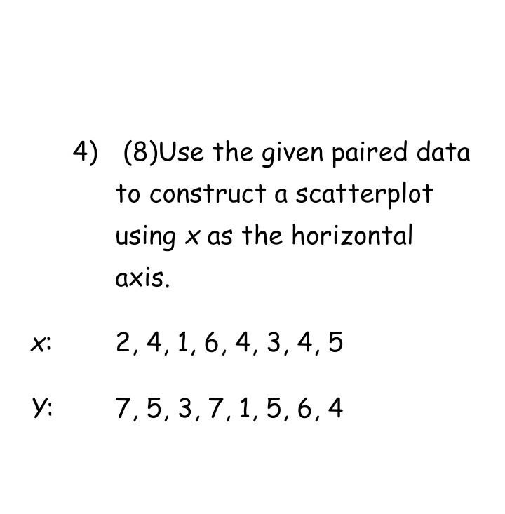 Solved 4) (8)Use the given paired data to construct a | Chegg.com