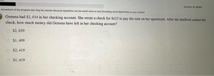 Solved Gemma had $2,034 in her checking account. She wrote a | Chegg.com