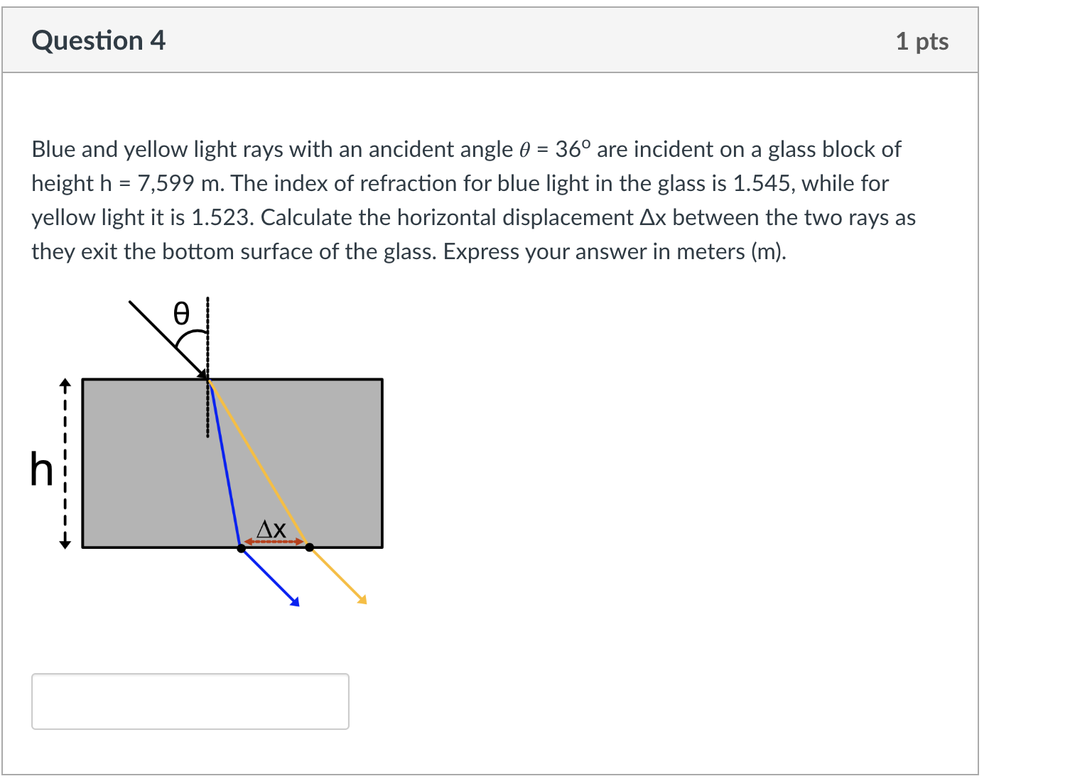 Solved Question 4 ﻿Blue and yellow light rays with an | Chegg.com