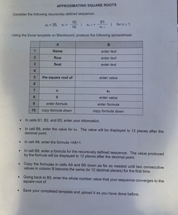 Solved APPROXIMATING SQUARE ROOTS Consider the following | Chegg.com