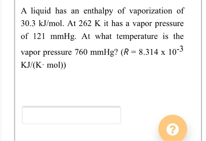 Molar Enthalpy Of Vaporization Examples