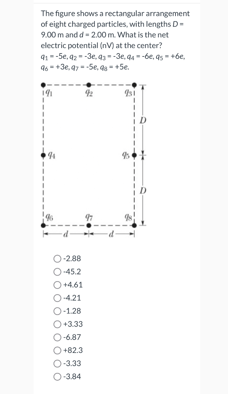 Solved The figure shows a rectangular arrangement of eight | Chegg.com