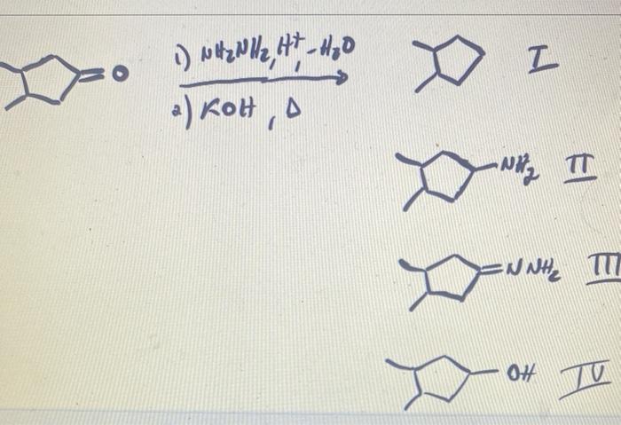 Solved 1) NH2NH2,H+,H2O 2) KOH,O ∫ I | Chegg.com
