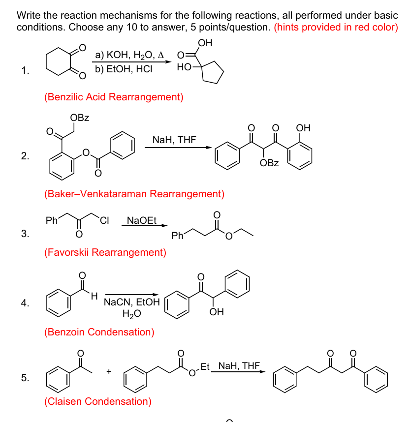 Solved Write the reaction mechanisms for the following | Chegg.com