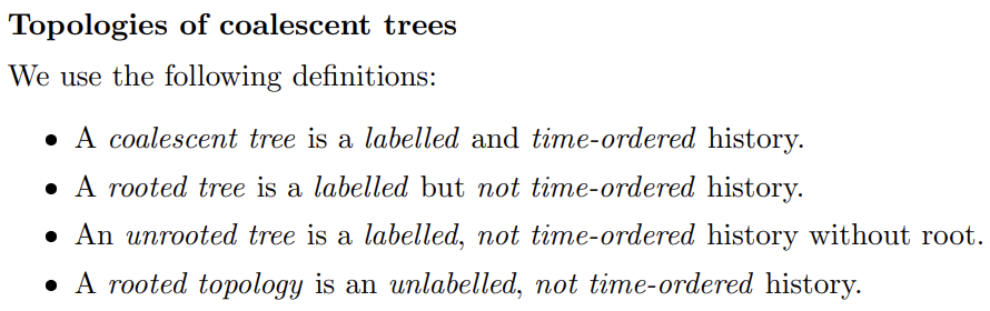 Solved Topologies of coalescent trees We use the following | Chegg.com
