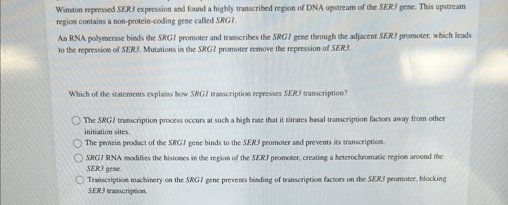 Winston repressed SER3 ﻿expression and found a highly | Chegg.com