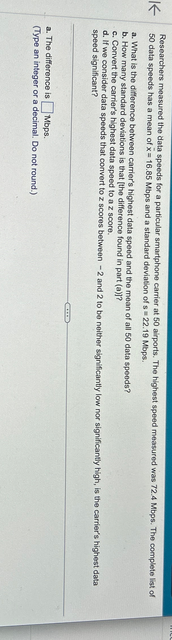 Researchers measured the data speeds for a particular | Chegg.com
