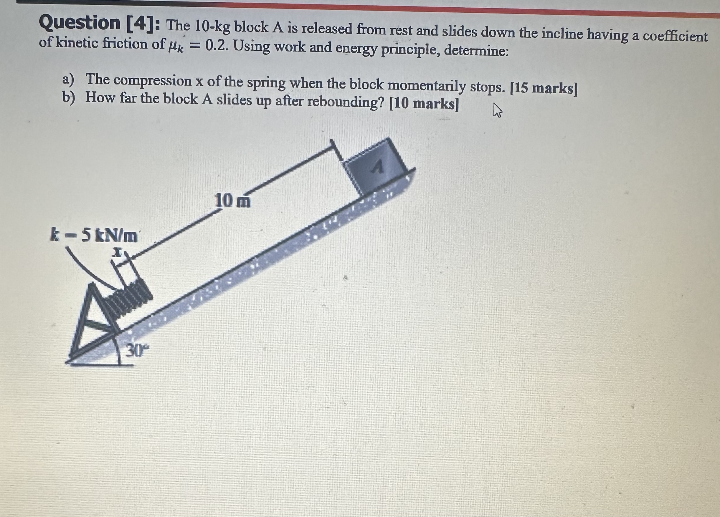 Solved Question [4]: The 10-kg block A is released from rest | Chegg.com